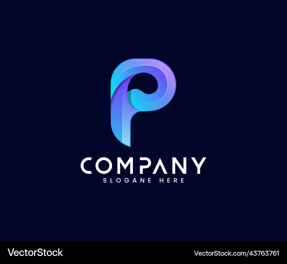 3d style modern letter p logo design Royalty Free Vector