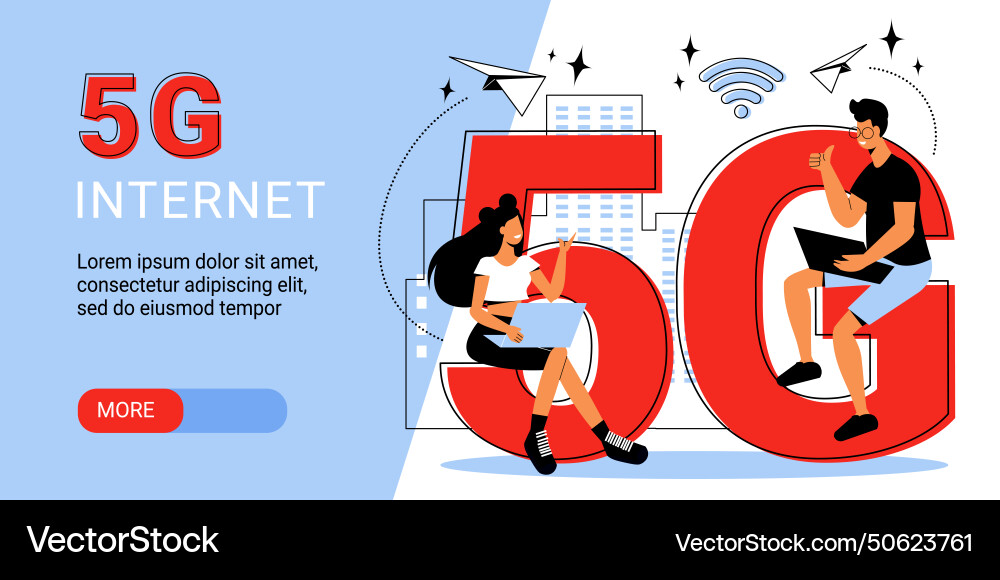 5g internet horizontal banner Royalty Free Vector Image