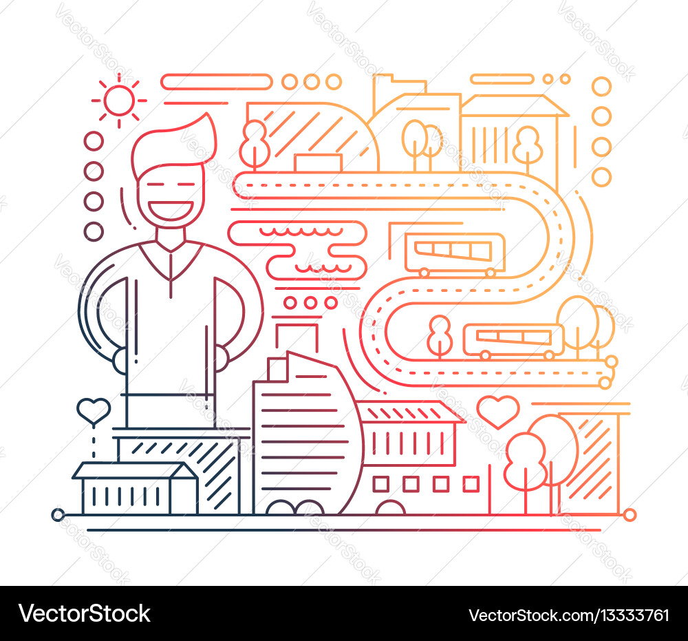 City life - line design composition color Vector Image