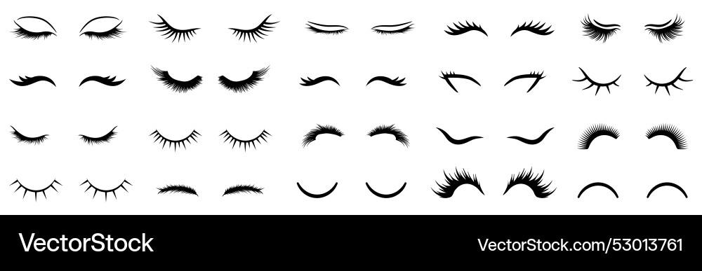 Eyelashes icon collection set of black Royalty Free Vector