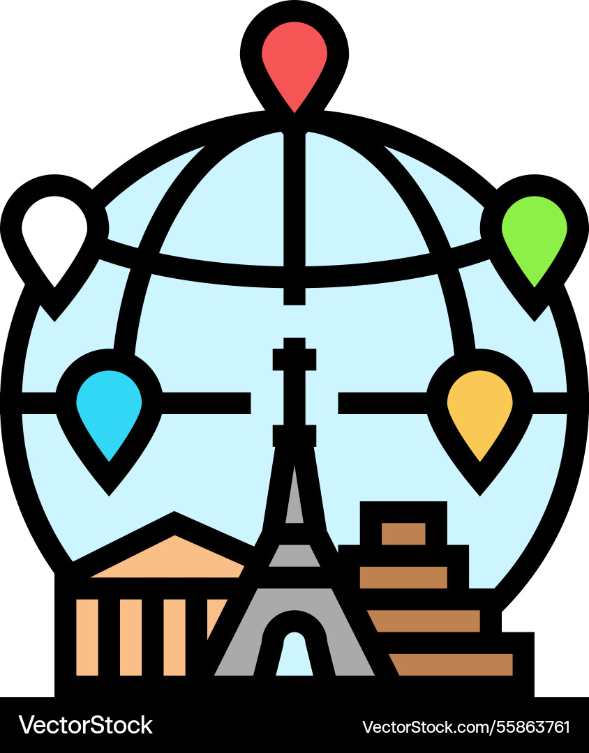 Globe with landmarks geographical discoveries Vector Image