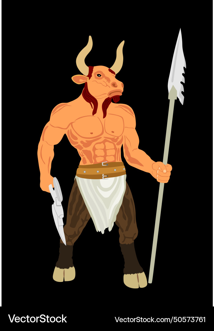 Greek mythology creature minotaur Royalty Free Vector Image
