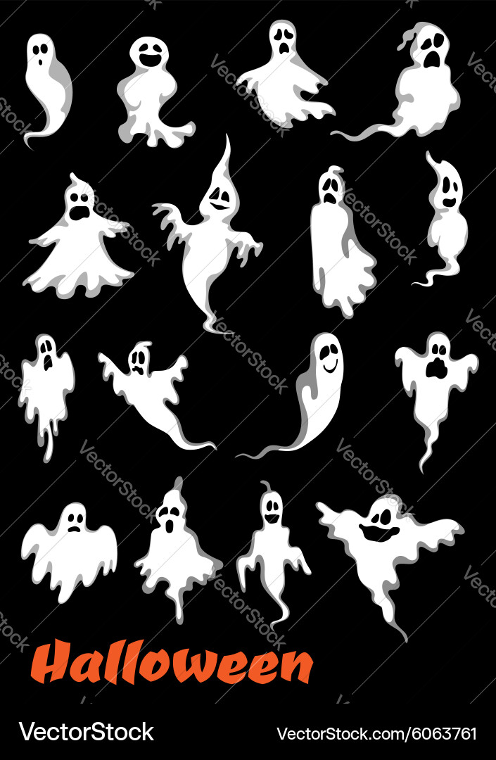 Halloween ghosts ghouls and monsters Royalty Free Vector