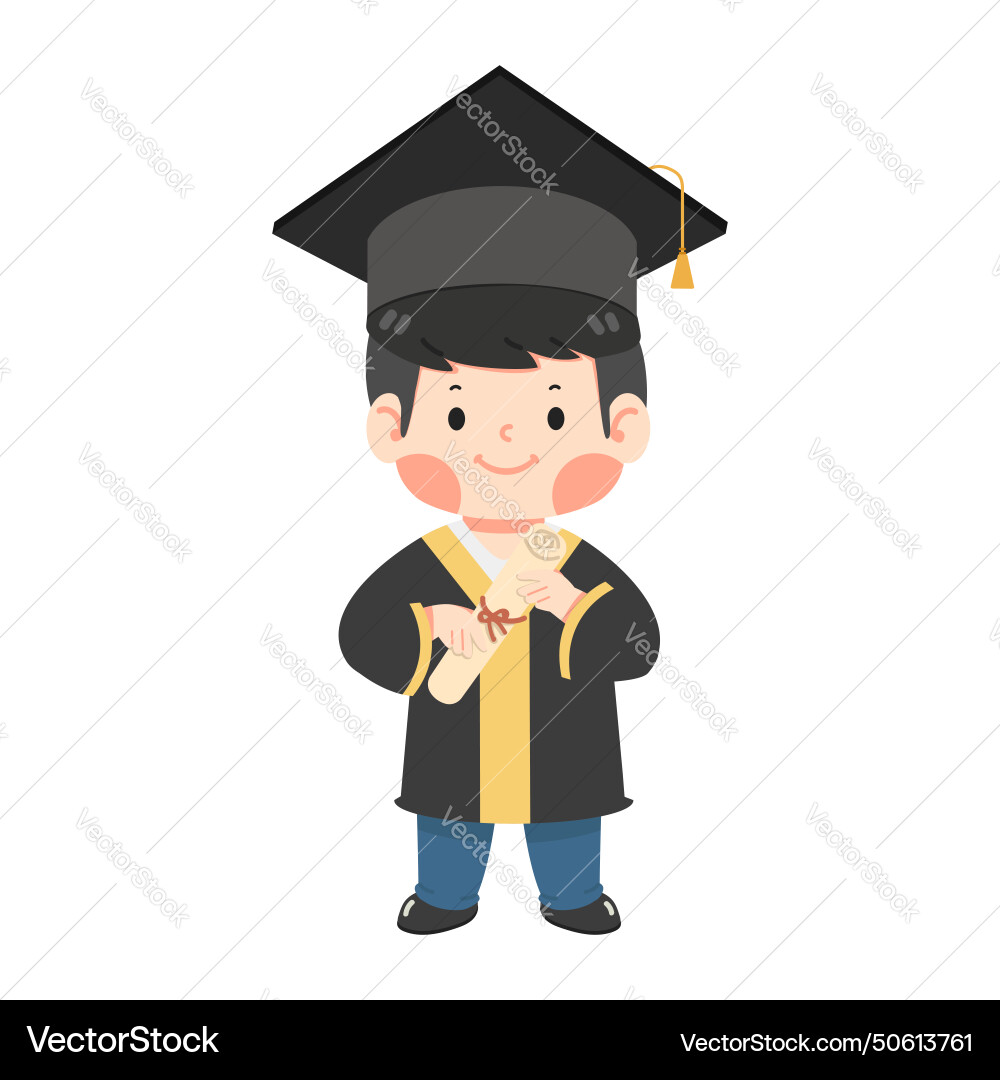 Happy kid boy in graduation clothes Royalty Free Vector