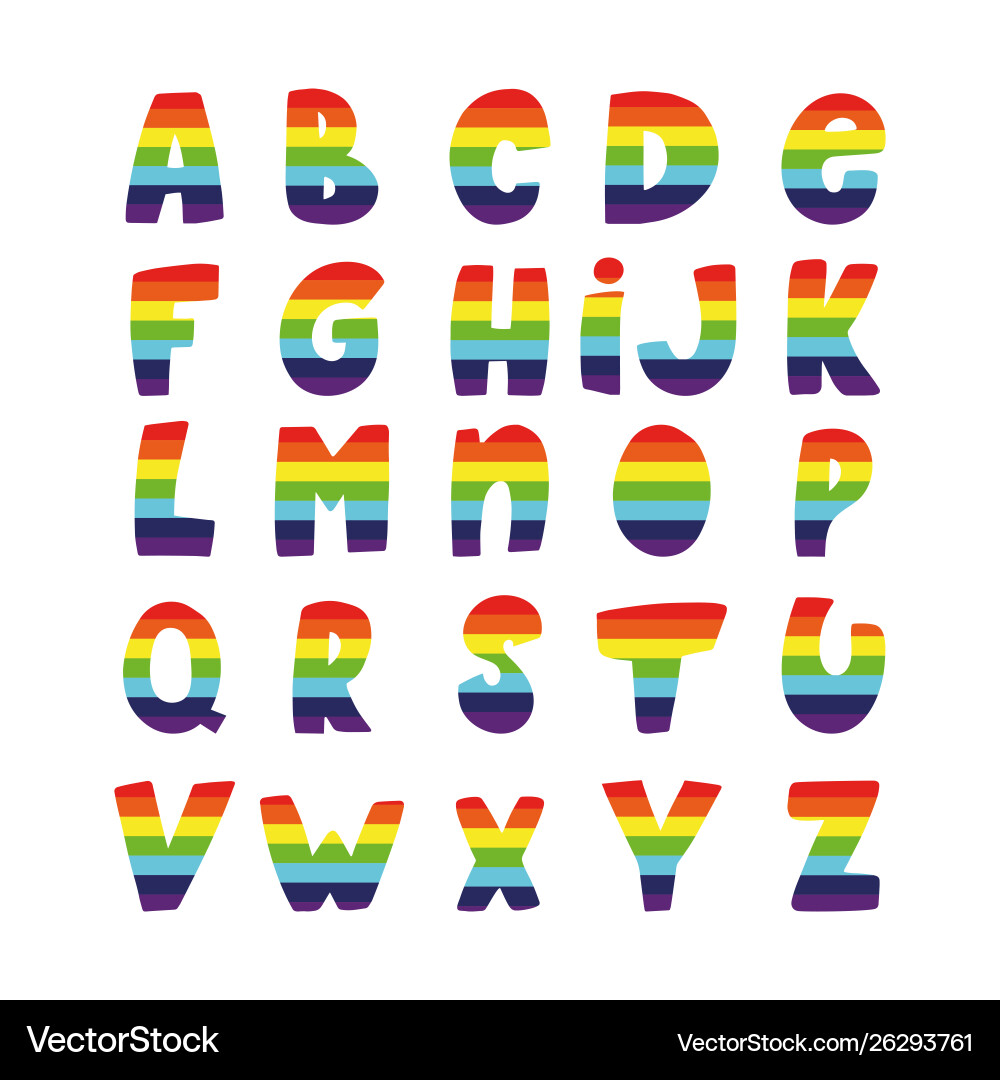 Rainbow alphabet Royalty Free Vector Image - VectorStock