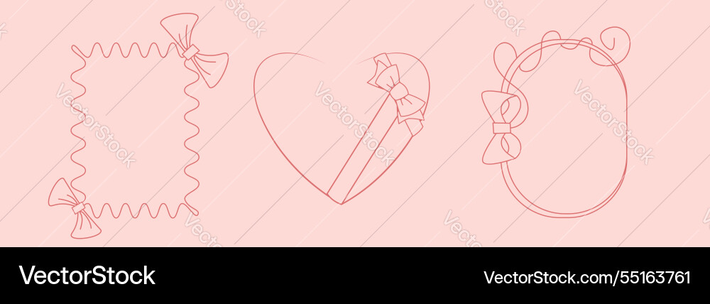 Romantic Ribbon Frames - Coquette Pink Royalty Free Vector