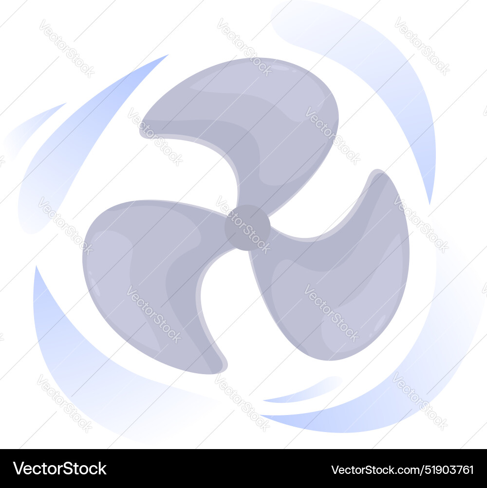 Three bladed grey propeller rotating and creating Vector Image