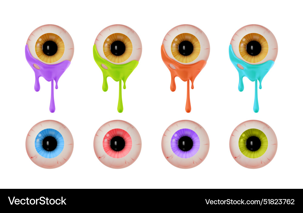 3d different colors eye candy set halloween Vector Image