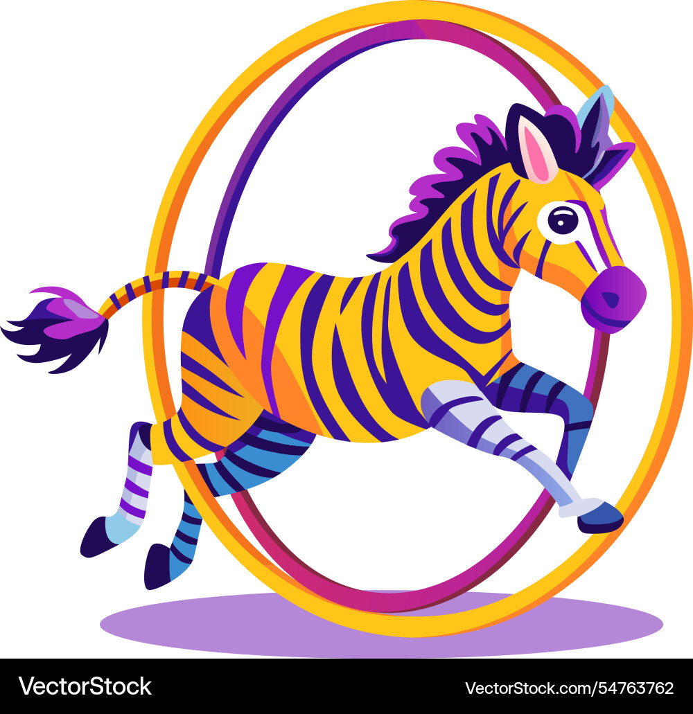 A flat of circus zebra jumping from h Royalty Free Vector