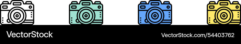 Camera icon outline green blue and yellow style Vector Image