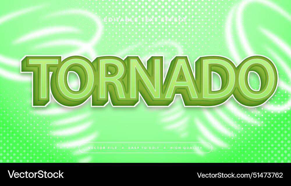 Green and white tornado 3d editable text effect Vector Image