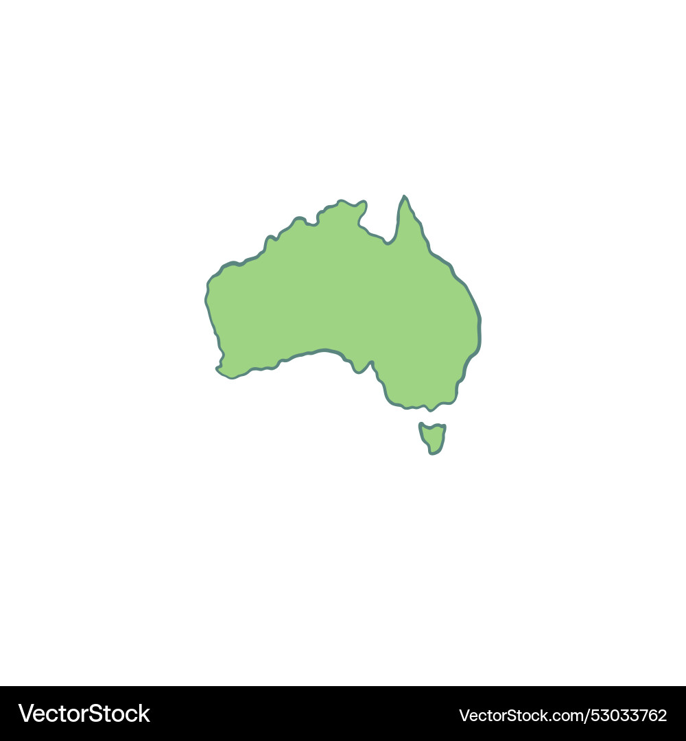 Green australia map cartoon style Royalty Free Vector Image