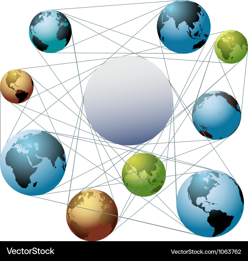 Join earth world colors in global network Vector Image