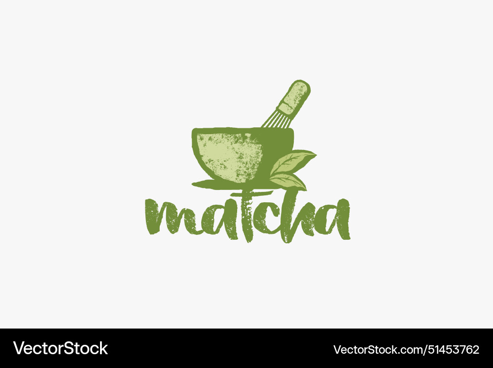 Matcha logo with a combination of cup Royalty Free Vector