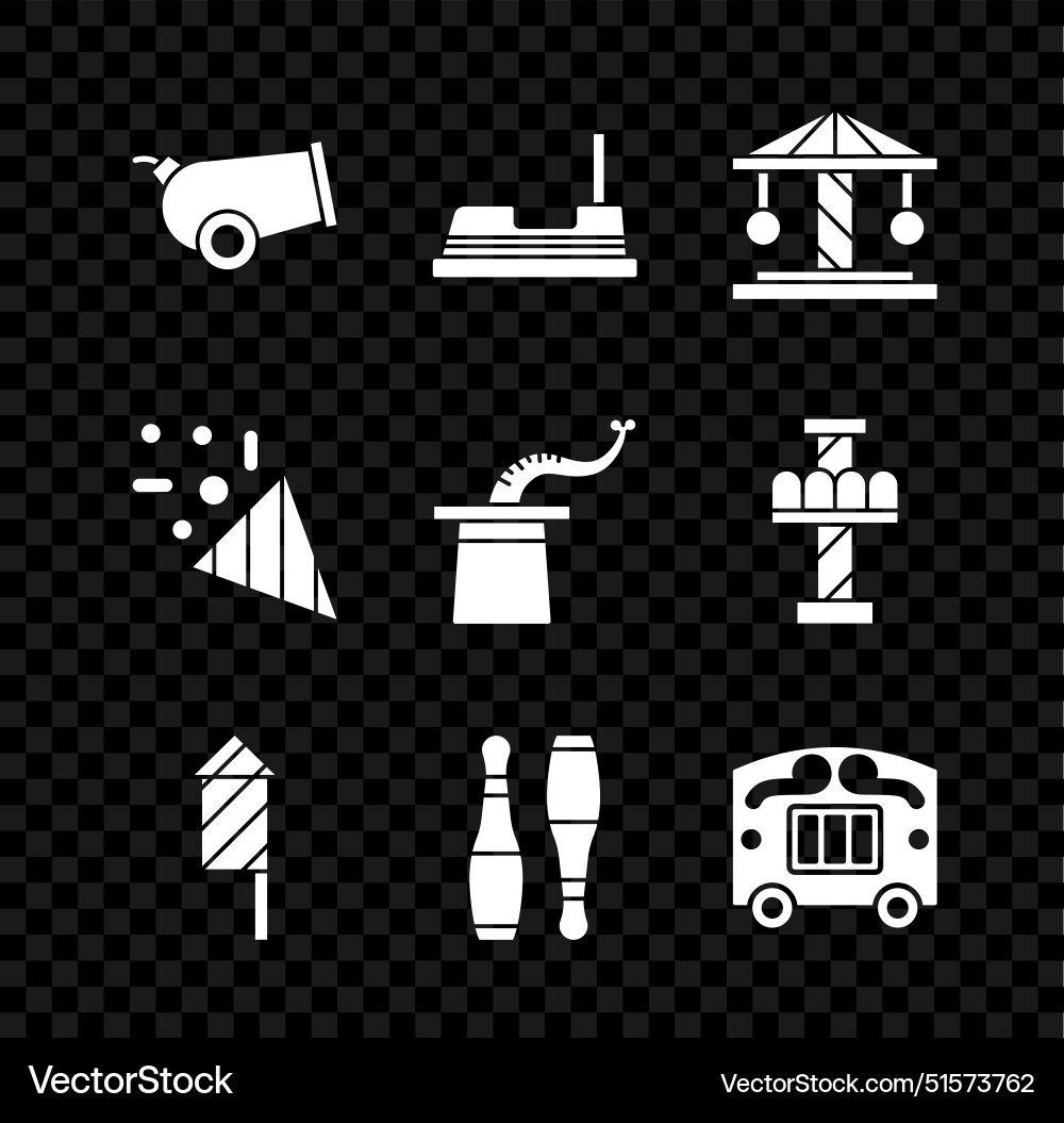 Set cannon bumper car attraction carousel Vector Image