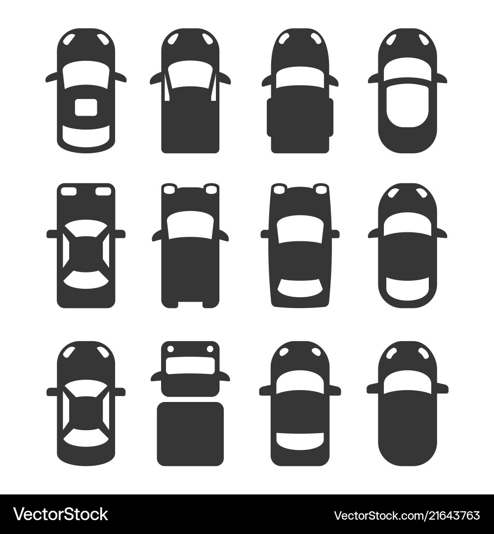 Car top view icons set on white background Vector Image