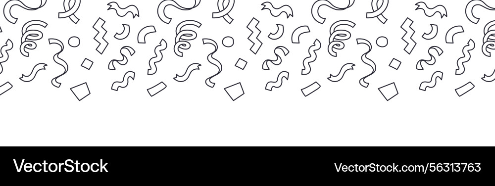 Doodle confetti border outline party pattern Vector Image