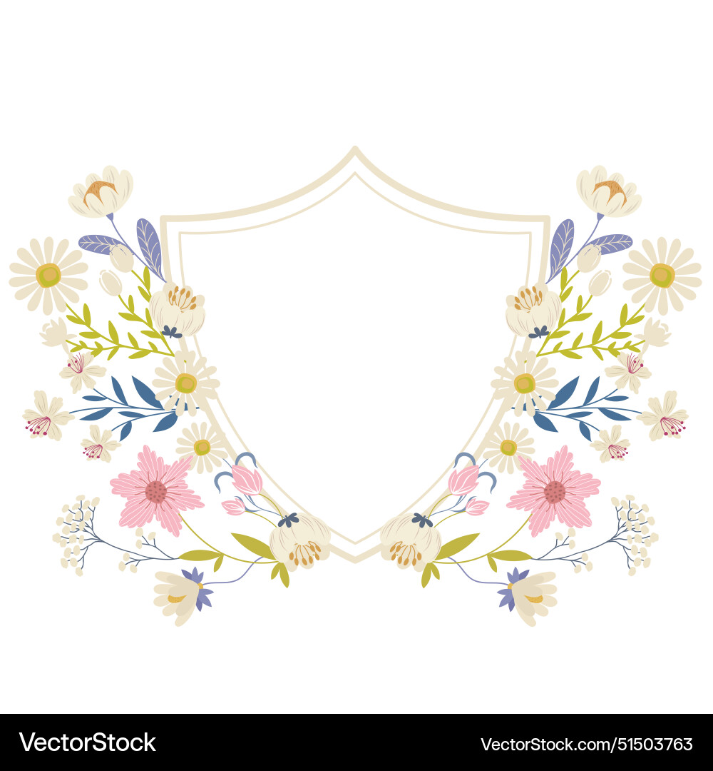 Floral wedding crest Royalty Free Vector Image