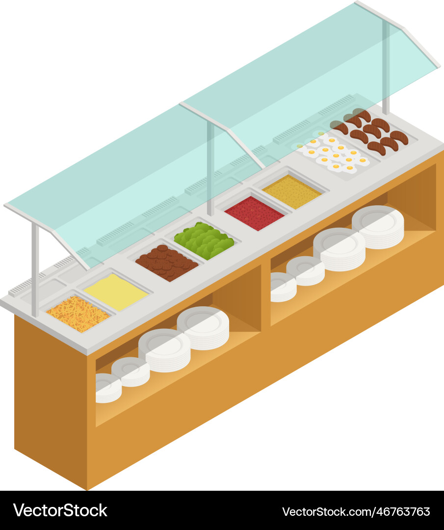 Isometric buffet interior Royalty Free Vector Image