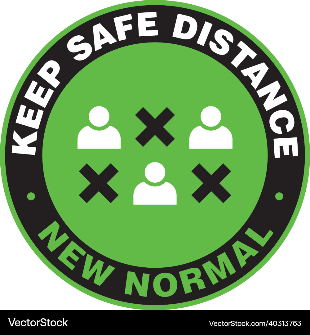 Keep safe distance at waiting area door sign Vector Image