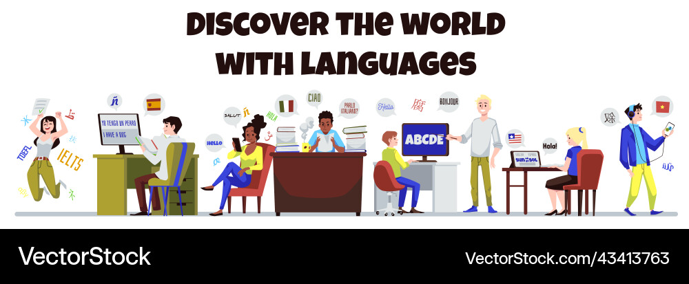 Language learning and communication banner Vector Image