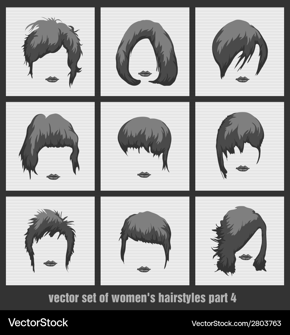 Set of womens hairstyles Royalty Free Vector Image