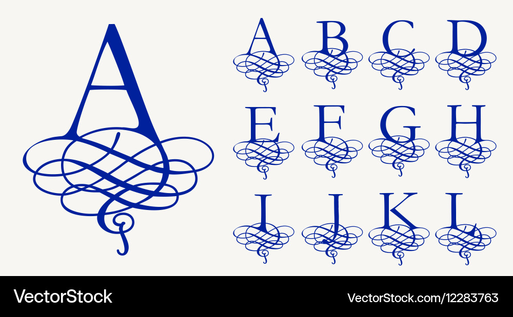 Vintage set 1 calligraphic capital letters Vector Image