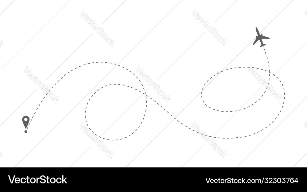 Airplane Route Dotted Line Royalty Free Vector Image
