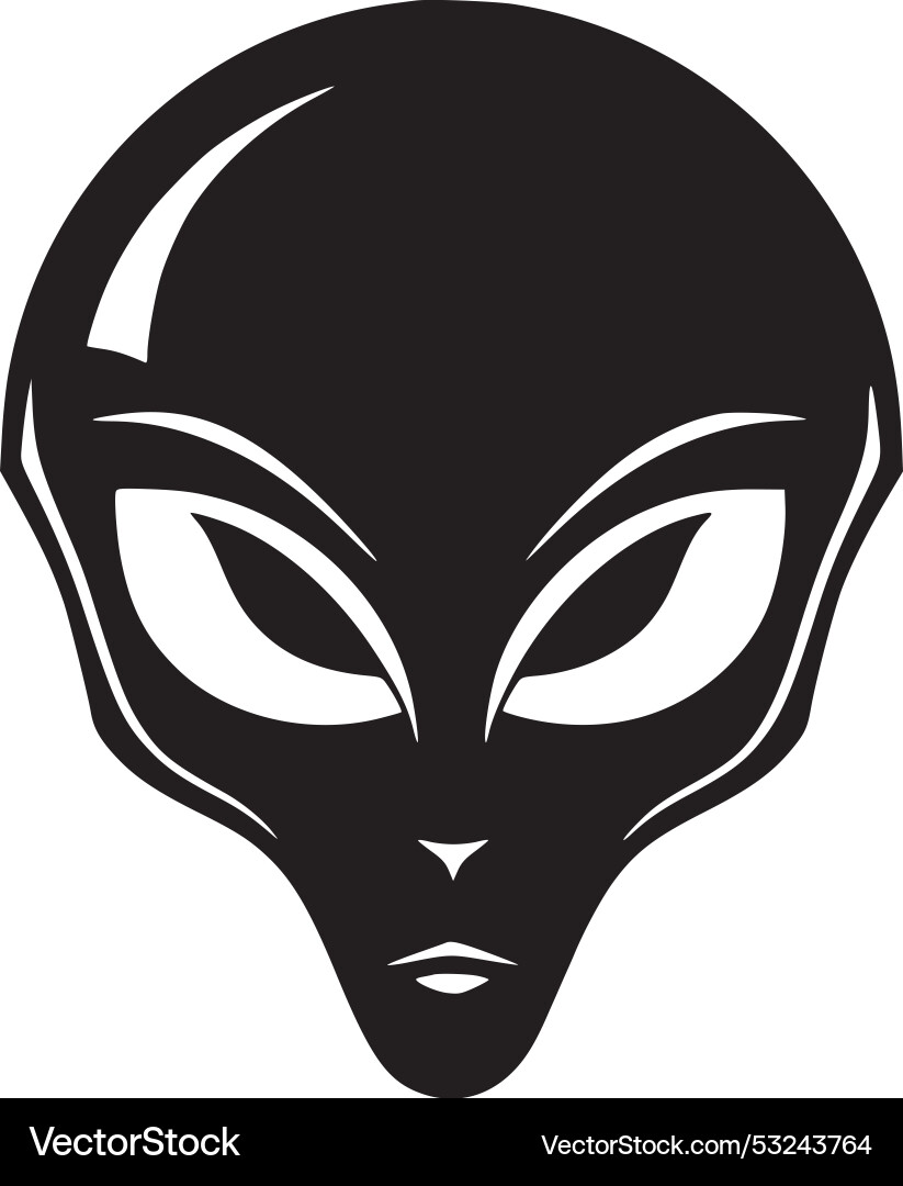 Alien - black and white Royalty Free Vector Image