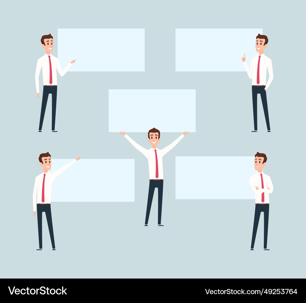 Businessman pointing manager standing near empty Vector Image
