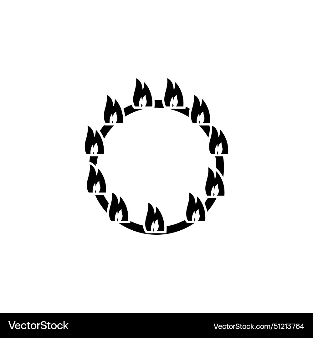 Circus fire ring flaming hoop flat icon Royalty Free Vector