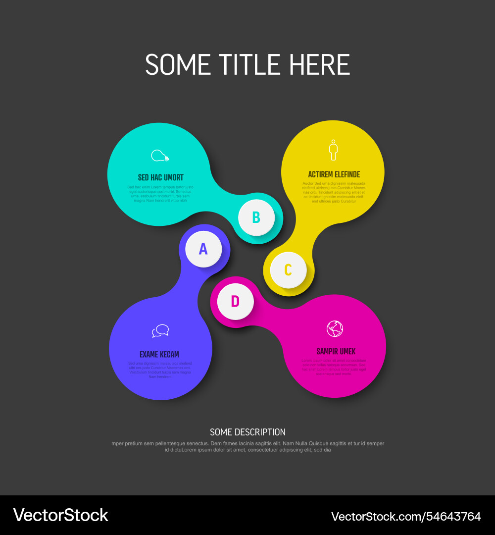 Dark infographic template with four elements Vector Image