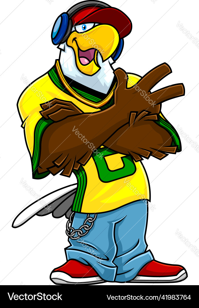 Eagle rapper cartoon character singing Royalty Free Vector