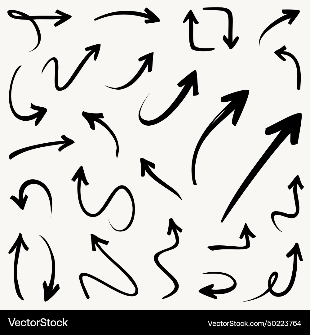Hand drawn arrow collection for business plan Vector Image
