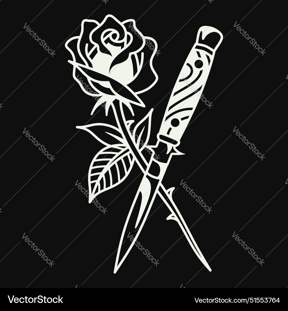 Rose and knife Royalty Free Vector Image - VectorStock