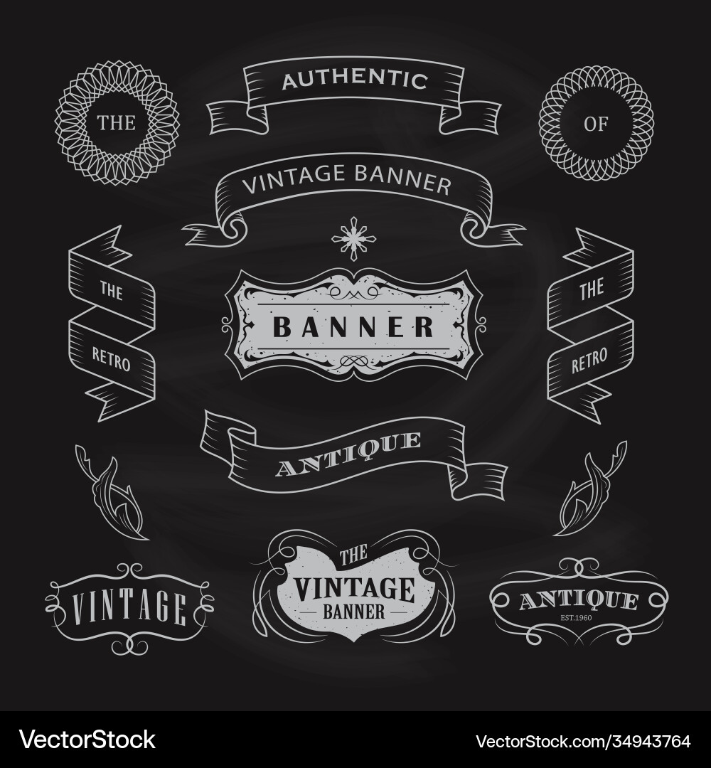 Vintage banner antique label hand drawn Royalty Free Vector