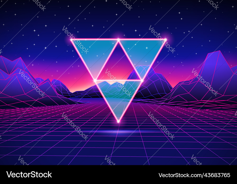 80s Retro Triangles Landscape Royalty Free Vector Image