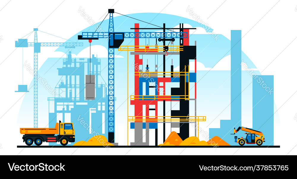 A building under construction against Royalty Free Vector
