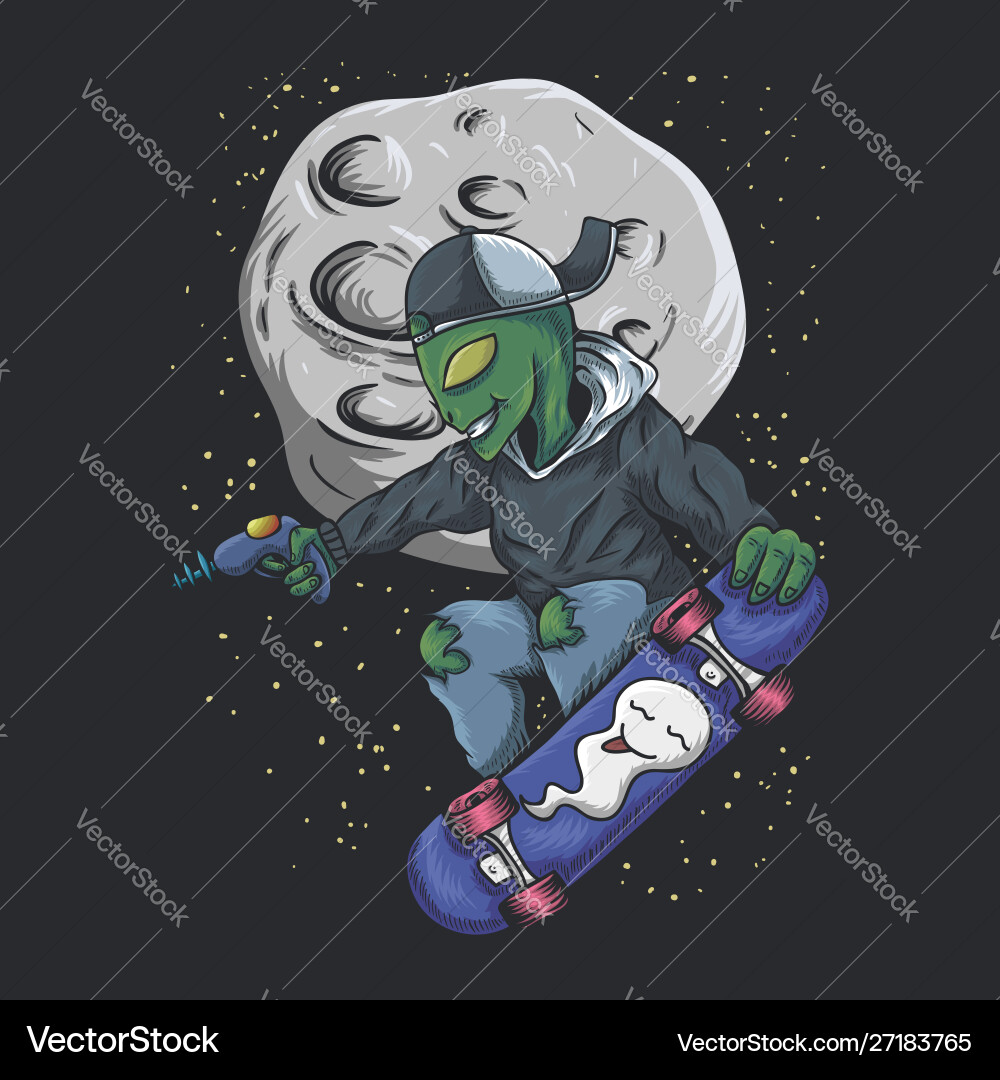 Alien skateboard Royalty Free Vector Image - VectorStock