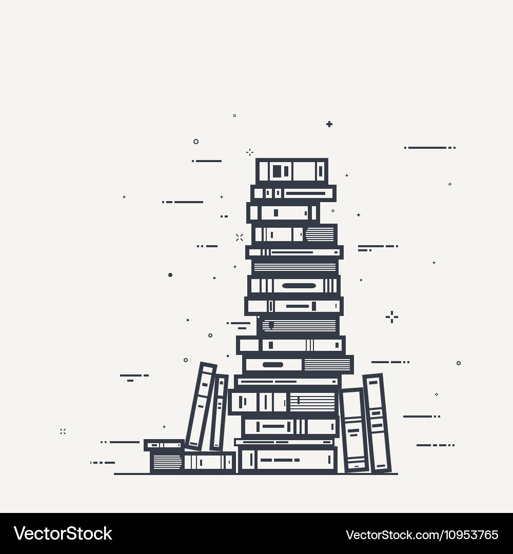 Book Stack Line Art Royalty Free Vector Image - VectorStock