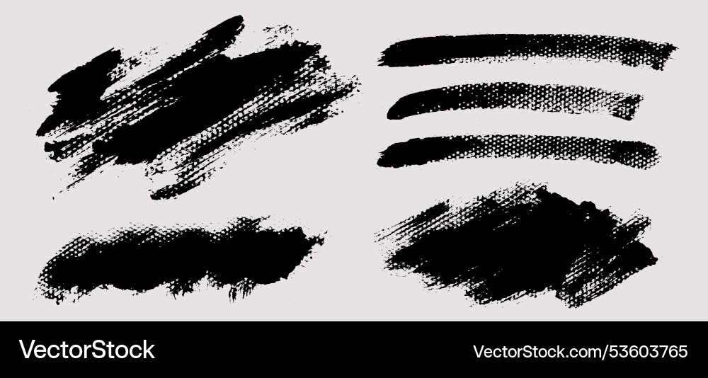 Brush strokes painted rectangles set Royalty Free Vector