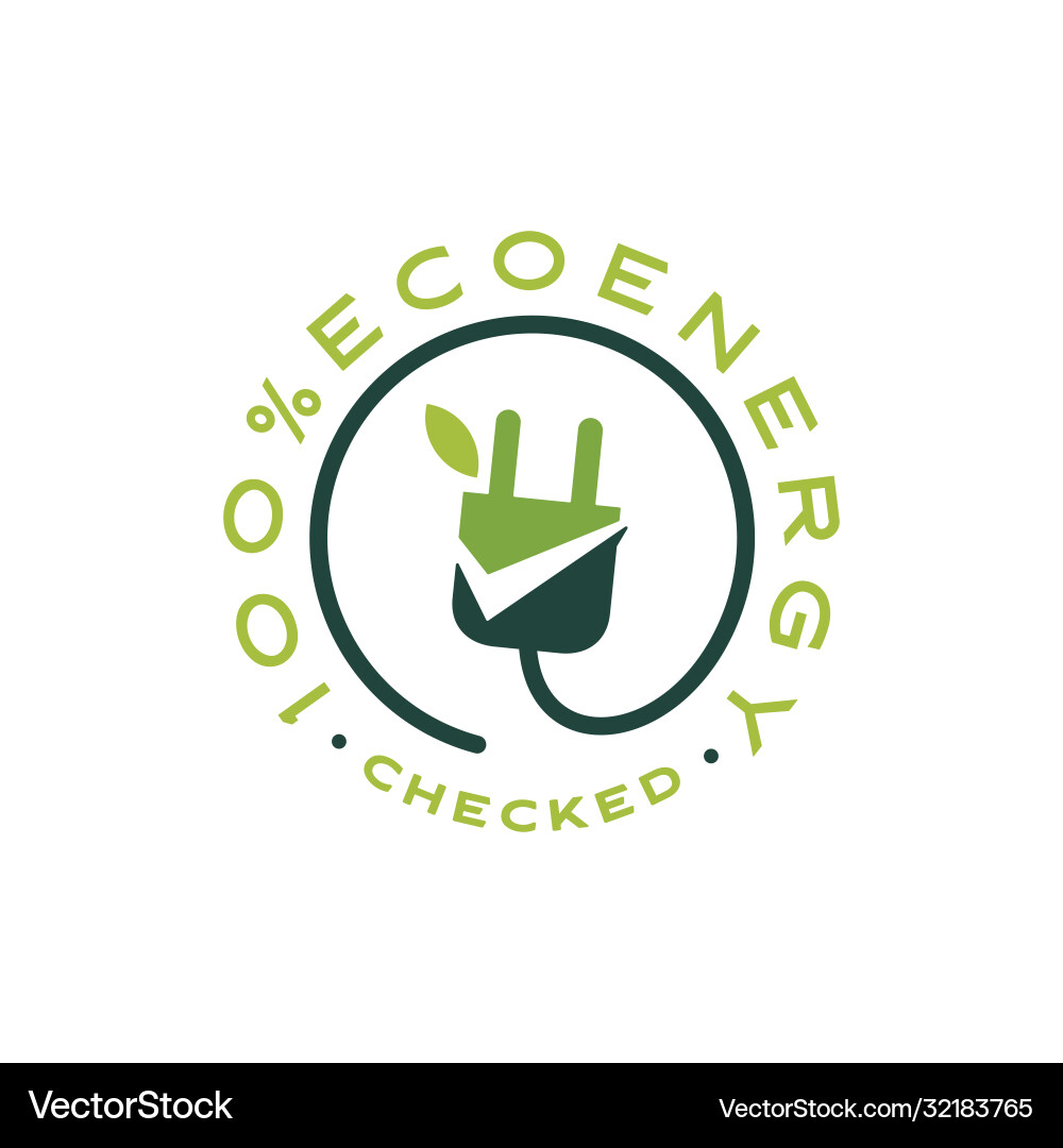 Checked eco energy green friendly sign logo icon Vector Image
