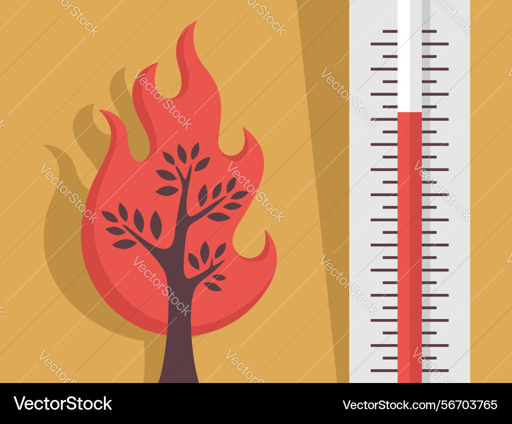 Extreme heat cause wildfires Royalty Free Vector Image