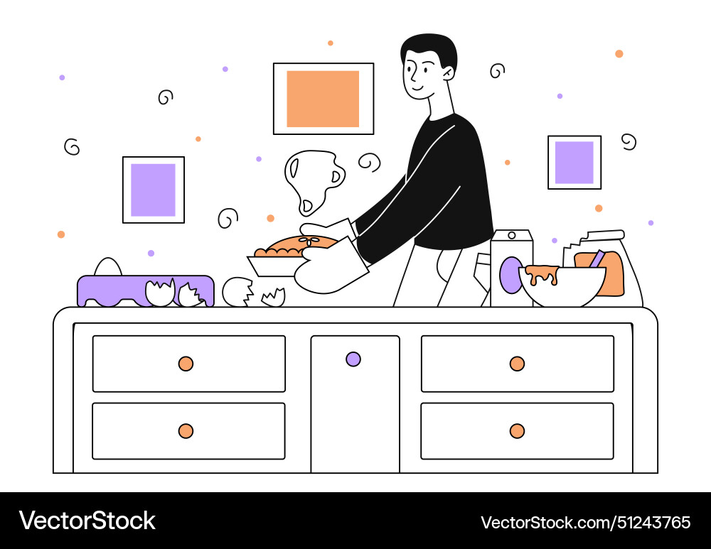 Man baking at kitchen simple Royalty Free Vector Image
