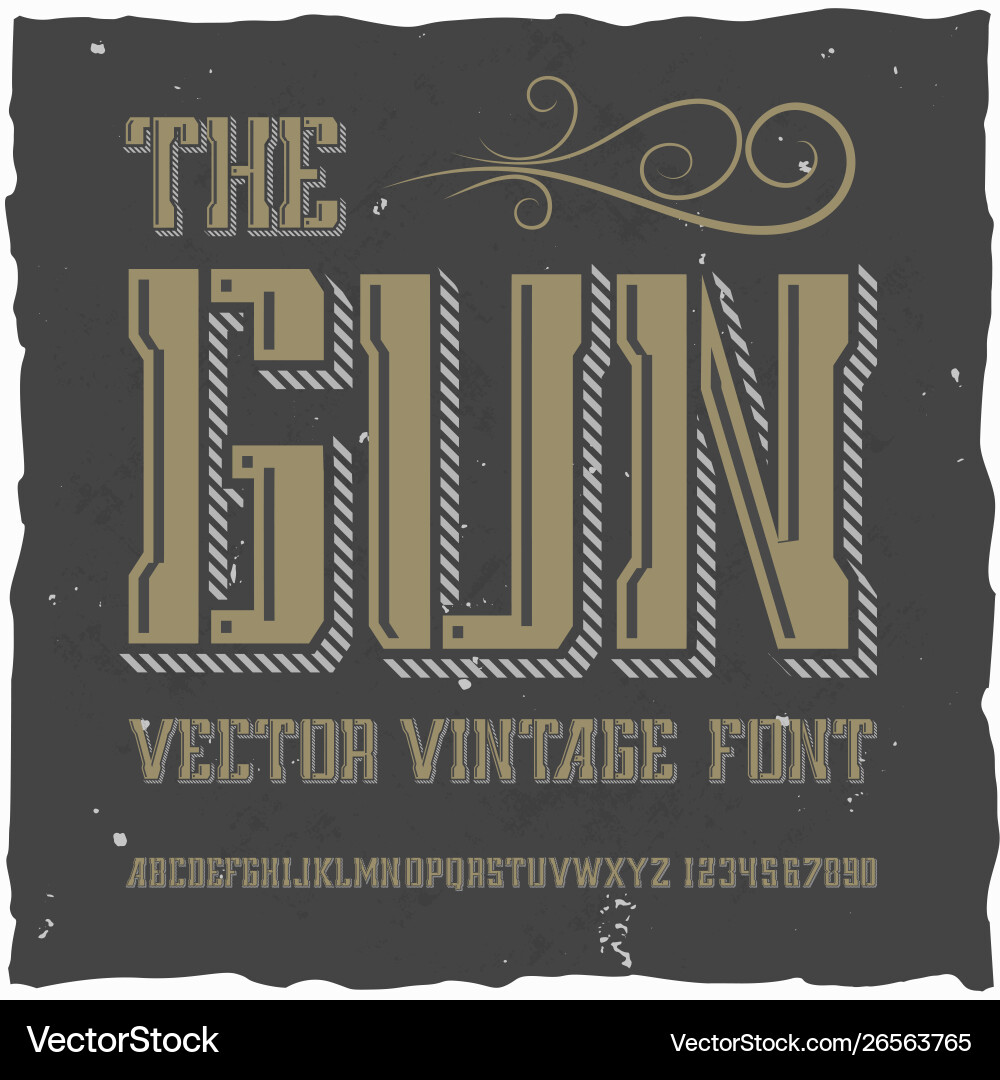 Original label typeface named the gun Royalty Free Vector