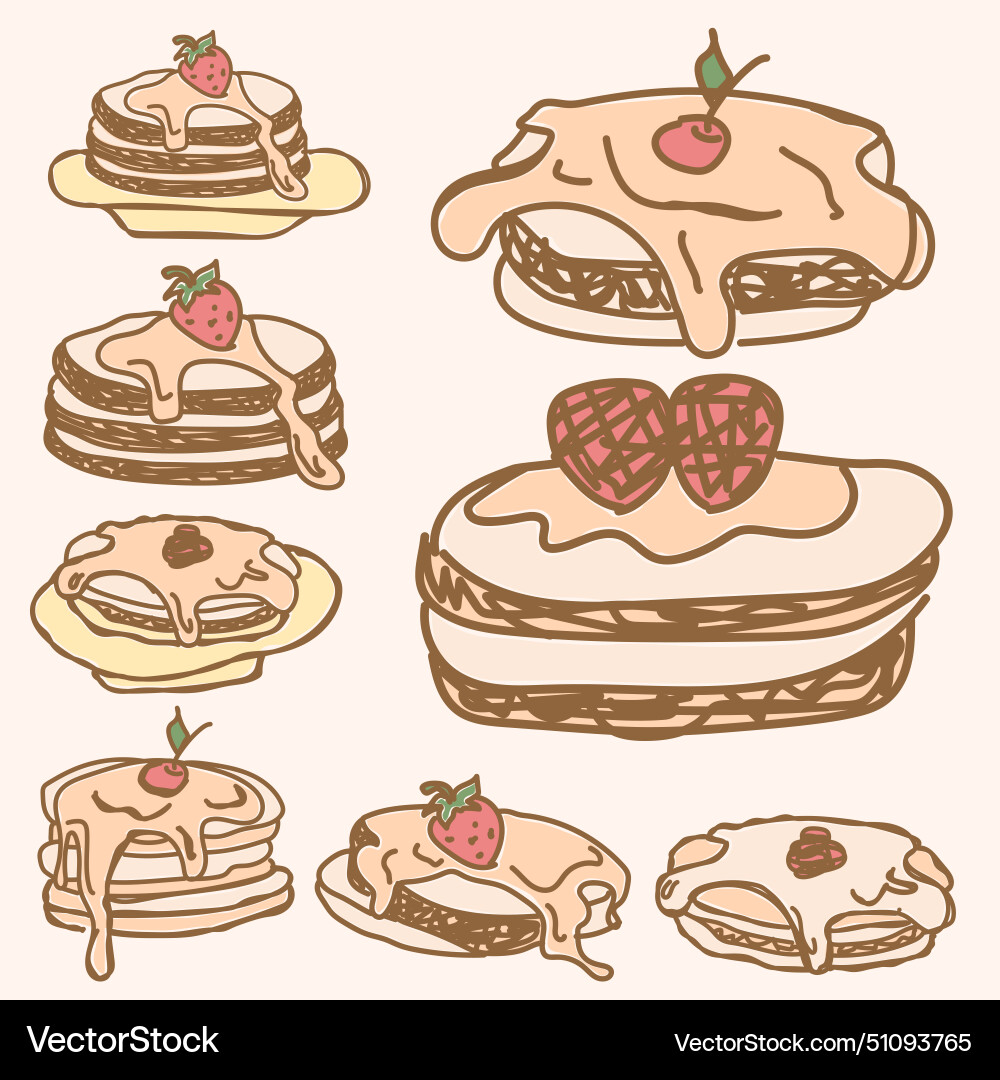 Set of pancake collection Royalty Free Vector Image