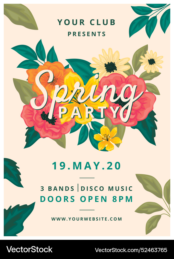 Spring party poster template style Royalty Free Vector Image