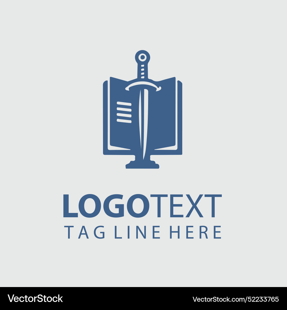 Sword book logo Royalty Free Vector Image - VectorStock