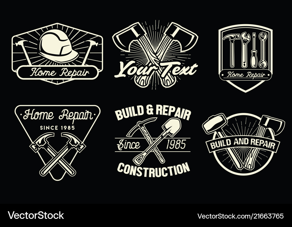 Work tools badge set – Royalty-Free Vector | VectorStock
