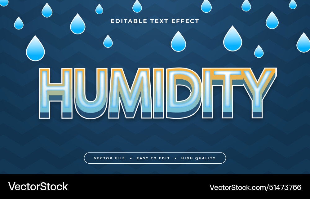 Blue and white humidity 3d editable text effect Vector Image